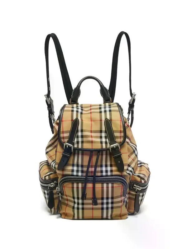 Burberry Check Leather Rucksack - Neutrals