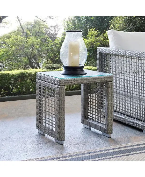 MODWAY Aura Outdoor Patio Wicker Rattan Side Table