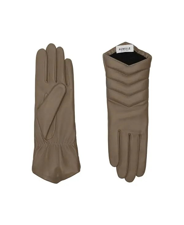 AGNELLE Apoline Quilted Gloves - Beige