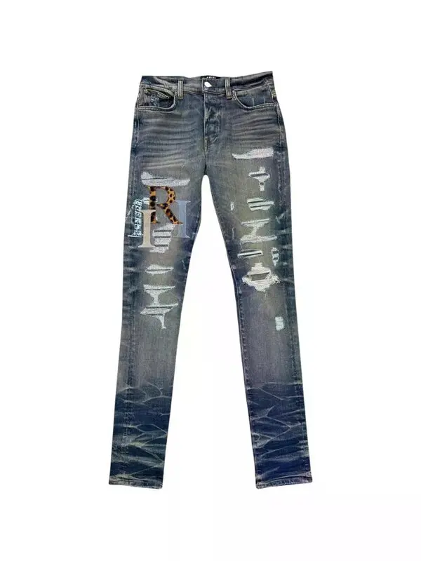 Amiri Leather Logo Jeans