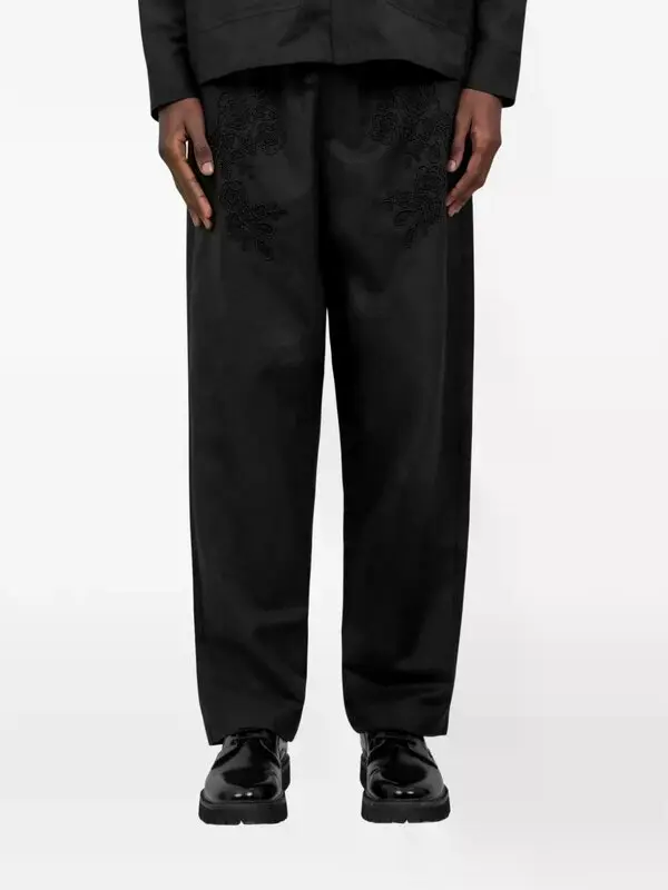BAZISZT Floral-embroidered Trousers