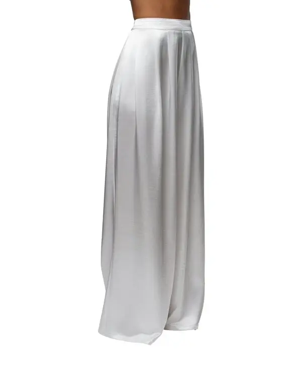JLUXLABEL Satin Bliss Pleated Wide-leg Pants - White