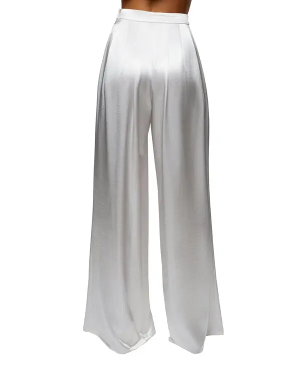 JLUXLABEL Satin Bliss Pleated Wide-leg Pants - White