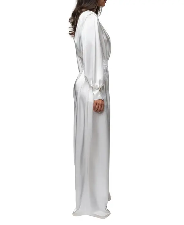 JLUXLABEL Satin Bliss Pleated Wide-leg Pants - White