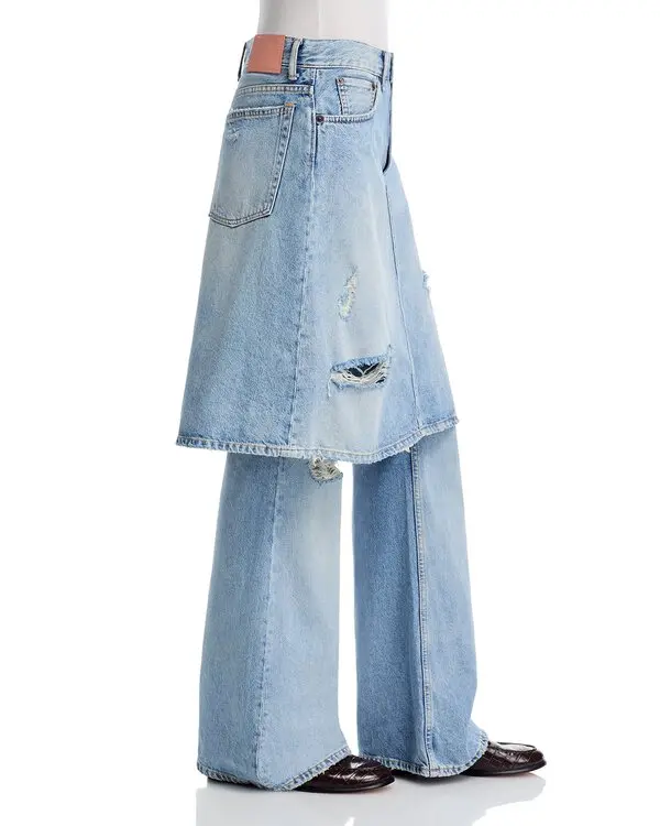 Acne Studios Layered Denim Skirt Jeans - Light Blue