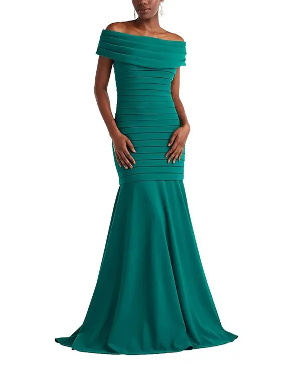 Tadashi Shoji Elisea Shutter-pleated Crepe Gown
