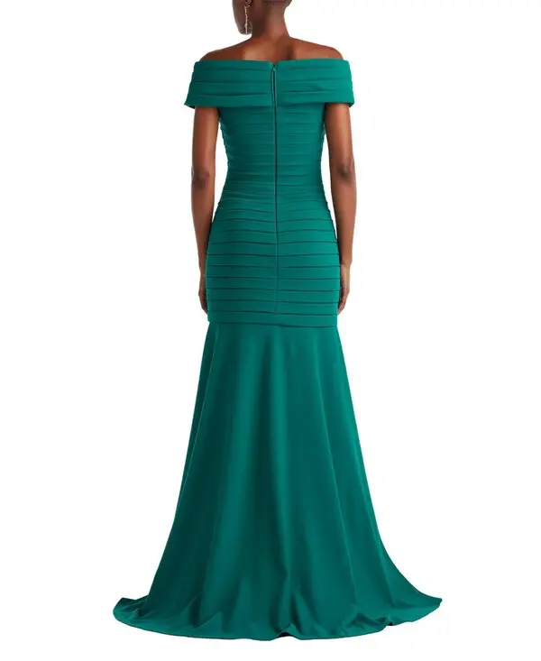 Tadashi Shoji Elisea Shutter-pleated Crepe Gown