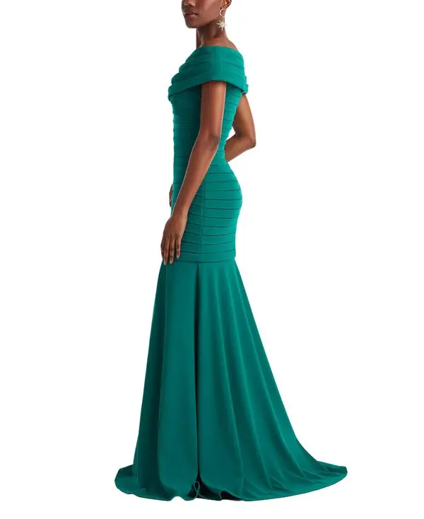 Tadashi Shoji Elisea Shutter-pleated Crepe Gown