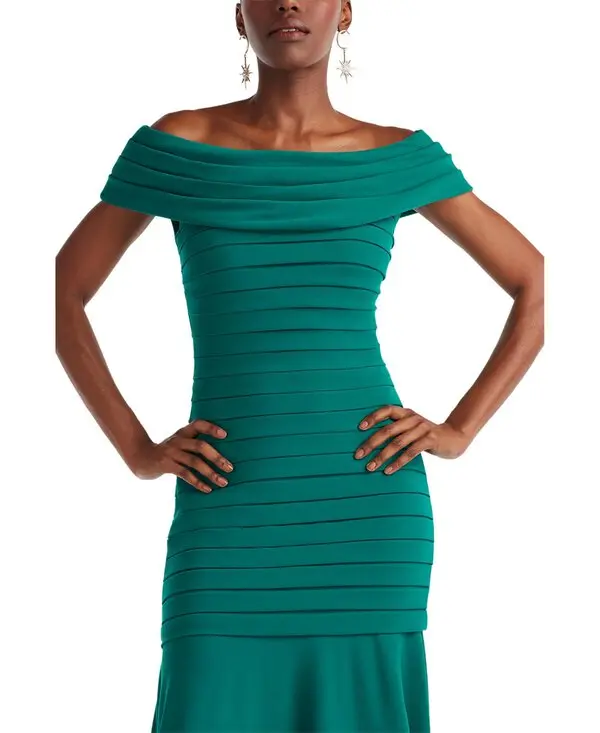 Tadashi Shoji Elisea Shutter-pleated Crepe Gown
