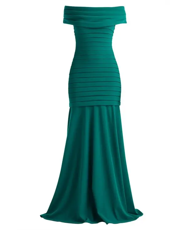 Tadashi Shoji Elisea Shutter-pleated Crepe Gown