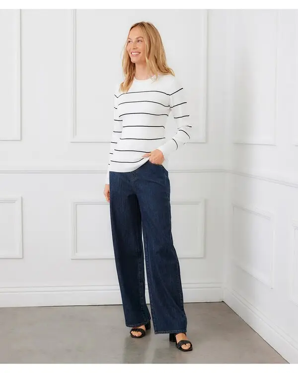 Karen Kane Striped Ribbed Sweater