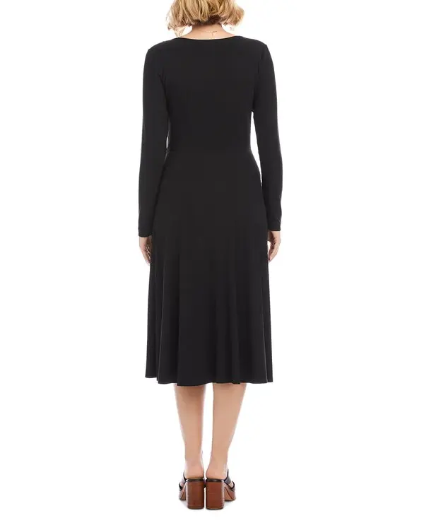 Karen Kane Long Sleeve Ribbed A-line Dress
