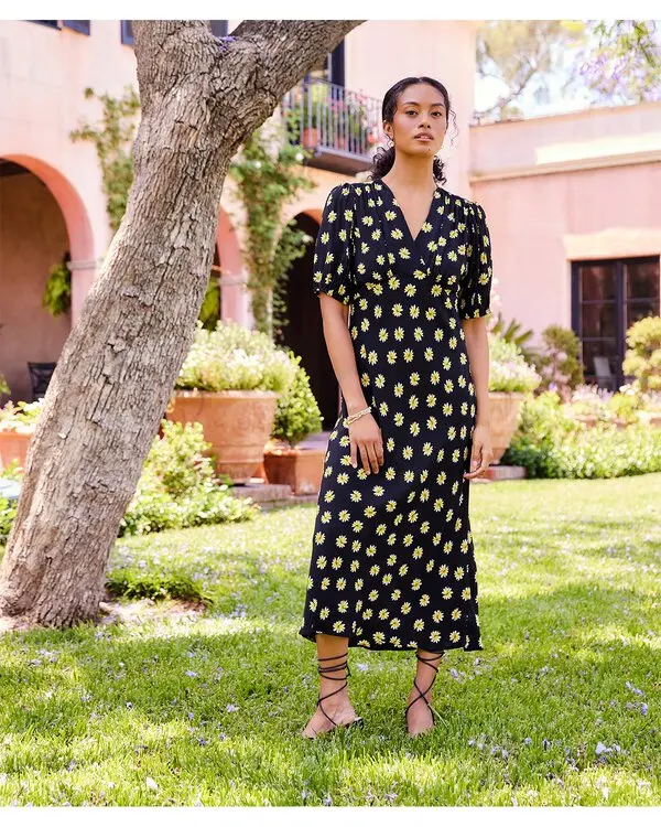 Karen Kane Puffed Sleeve Bias Cut Dress