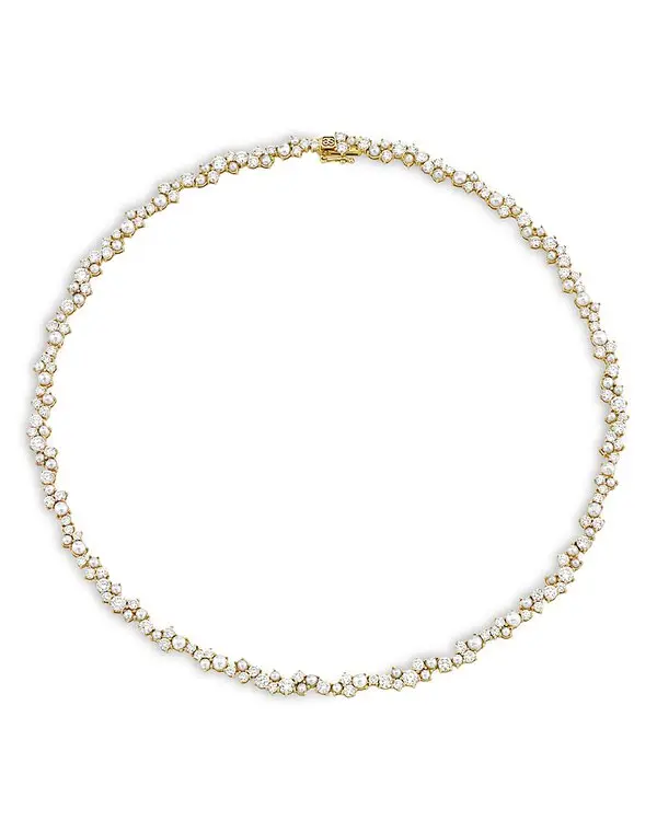 SYDNEY EVAN 14k Yellow Diamond And Freshwater Pearl Eternity Necklace - Gold