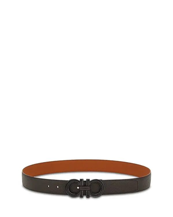 FERRAGAMO Gancini Reversible Adjustable Leather Belt - T.moro