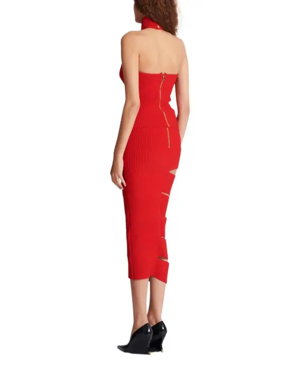 Balmain Long Knit Cut-out Skirt