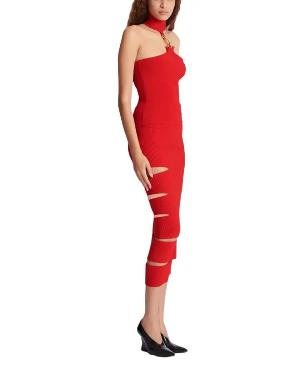Balmain Long Knit Cut-out Skirt