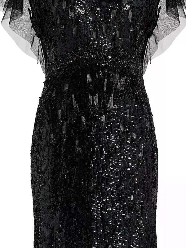 Jenny Packham Bonnie Sequin Tulle Dress - Black