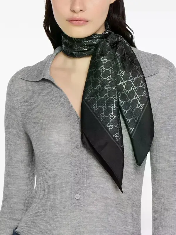 Gucci Scarf with ‘GG’ pattern Gucci Gg-Pattern Scarf - Black | Editorialist