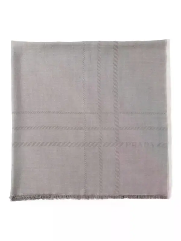 Prada Jacquard Fringed Scarf - Grey