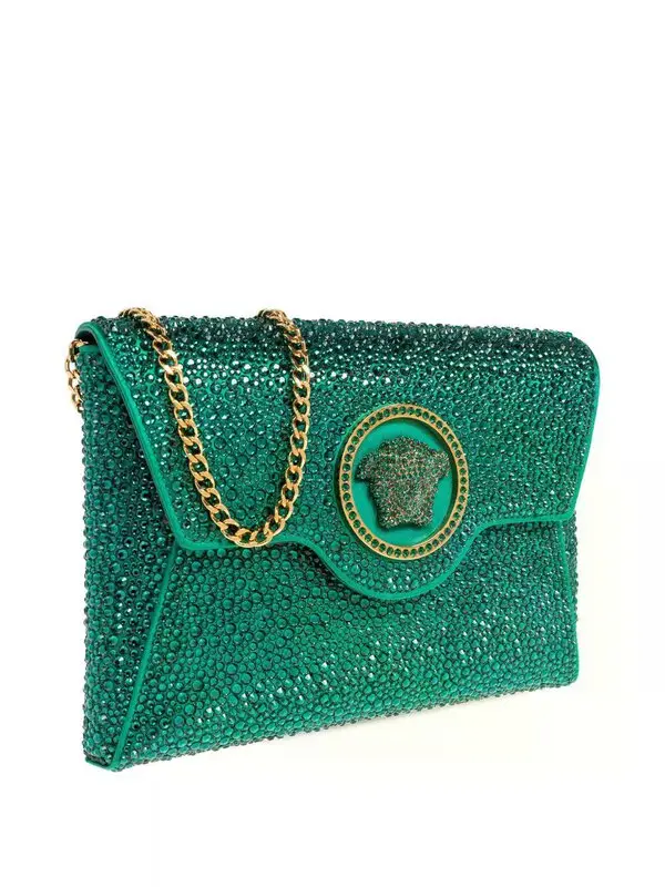 Versace La Medusa Embellished Satin Clutch