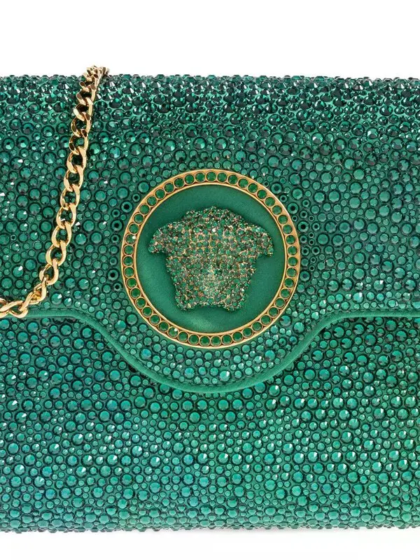 Versace La Medusa Embellished Satin Clutch