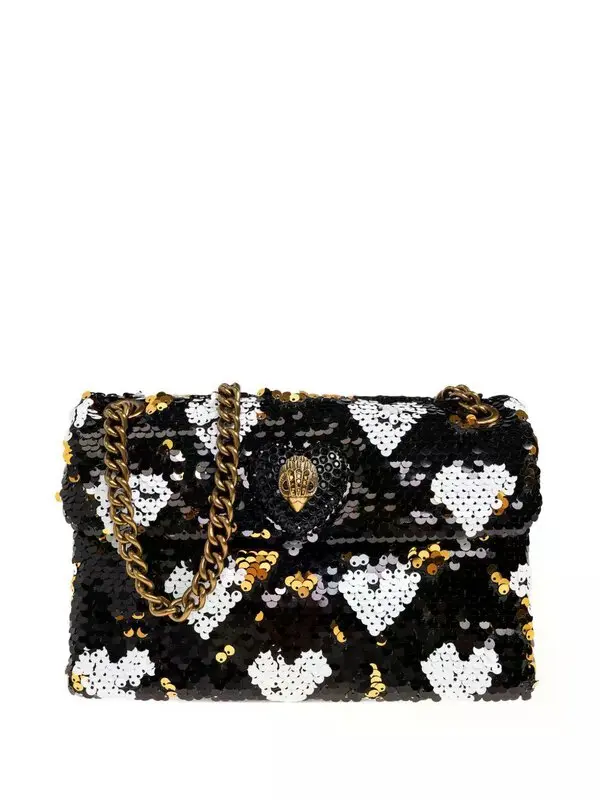 Kurt Geiger Sequin Heart Chain Shoulder Bag - Black