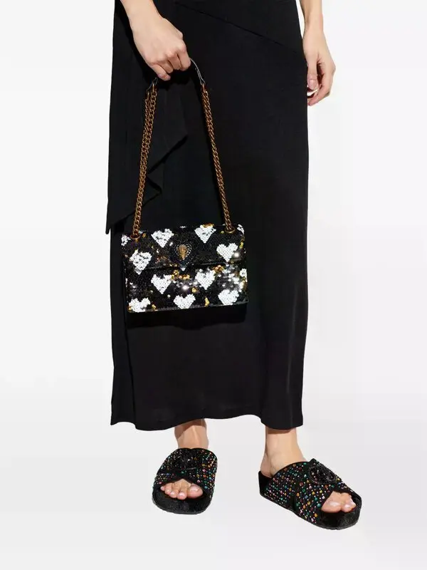 Kurt Geiger Sequin Heart Chain Shoulder Bag - Black