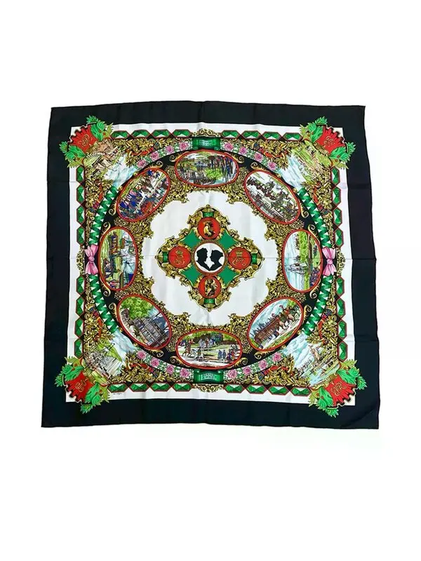 Hermès 2000-2010 L Entente Cordiale Silk Scarf 90 Scarves - Black