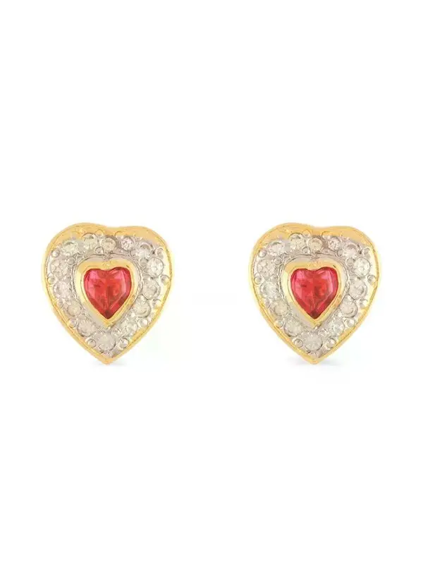 Valentino Garavani 1980s Heart-motif Clip-on Earrings - Gold