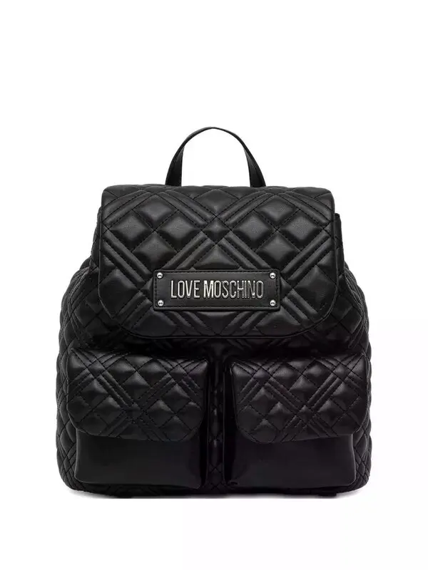 Moschino Quilted Backpack With Logo Detail