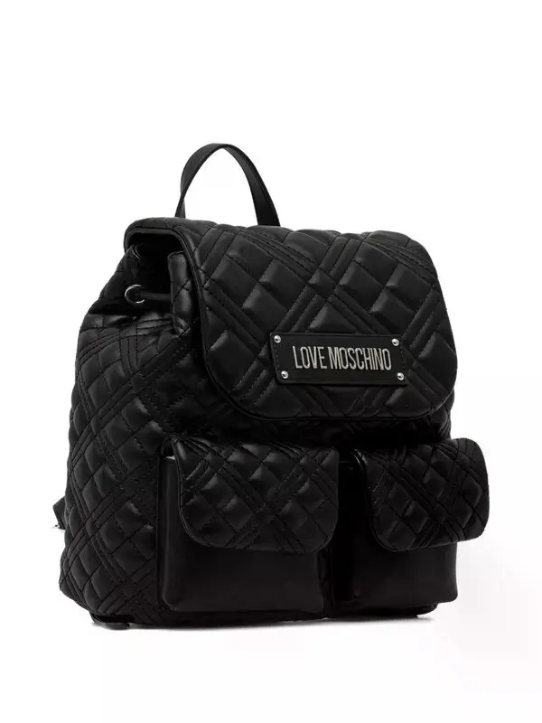 Moschino Quilted Backpack With Logo Detail