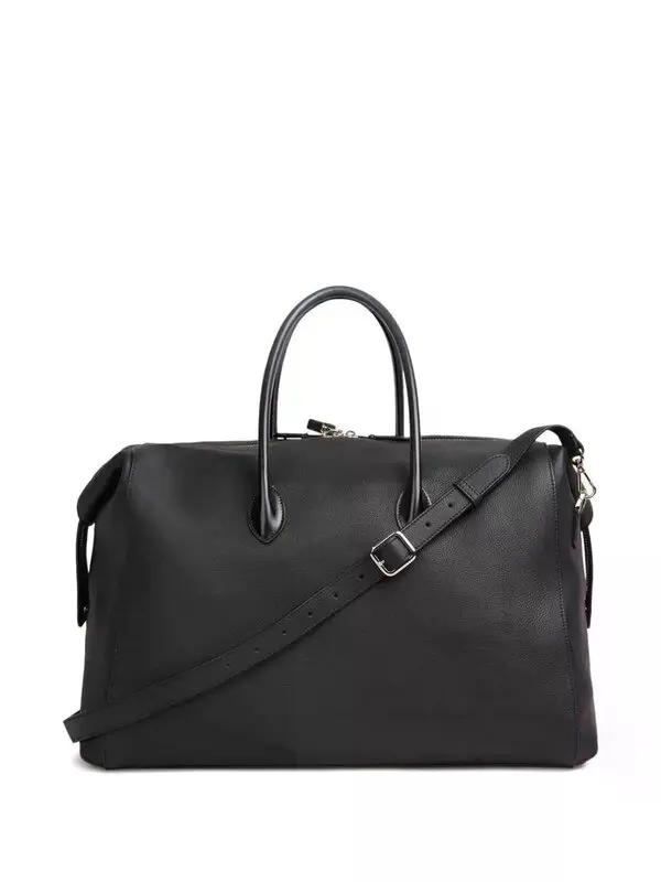 Santoni Grained Leather Double-zip Tote Bag - Black