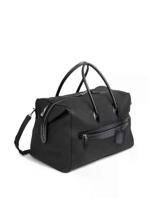 Santoni Grained Leather Double-zip Tote Bag - Black