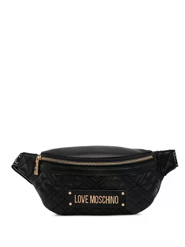 Moschino Quilted Belt Bag With Logo Detailing - Black