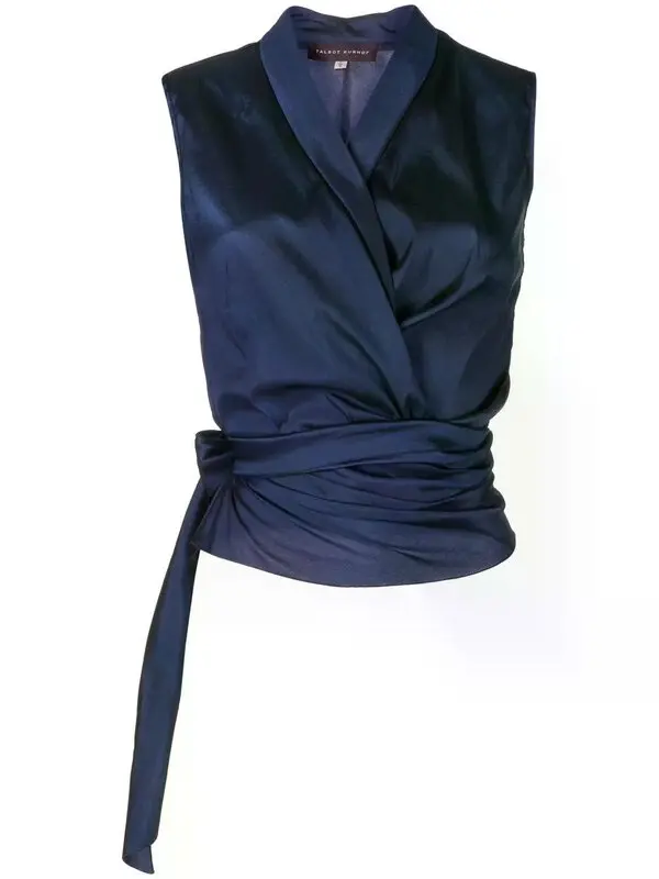 Talbot Runhof Sleeveless Wraparound Blouse