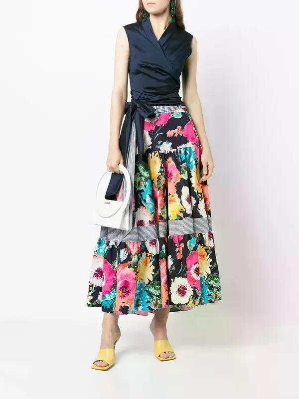 Talbot Runhof Sleeveless Wraparound Blouse