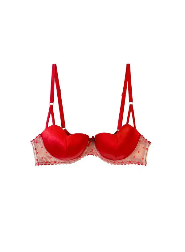 Fleur Du Mal Amour Balconette Bra - Rouge