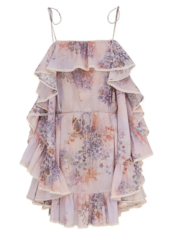 Zimmermann Cascadian Mini Dress With Ruffles