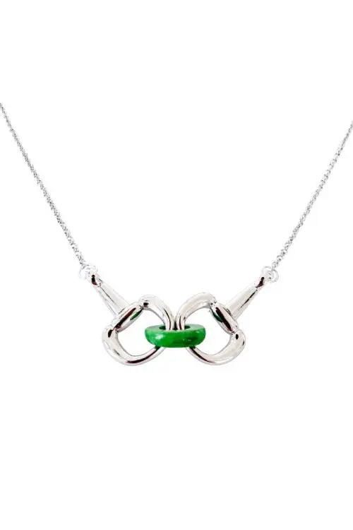 SEREE Year Of The Horse Equestrian Snaffle Bit Necklace - Green