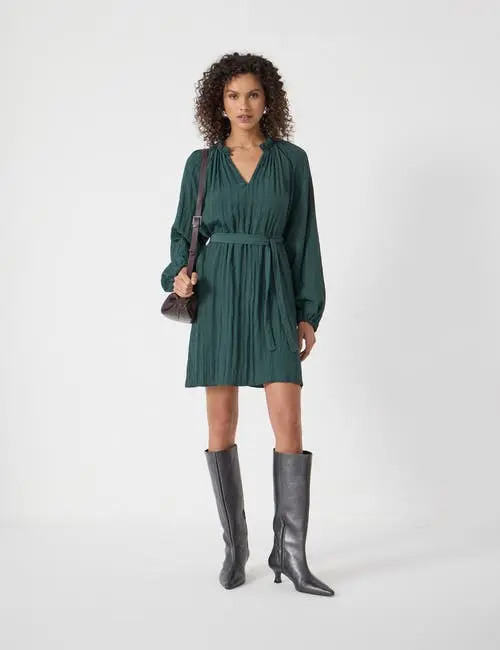 HUSH Ruffled Long Sleeve Mini Dress