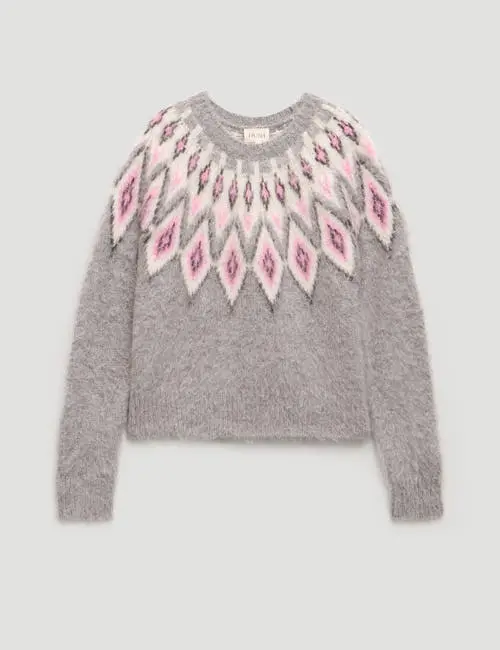 HUSH Brushed Fair Isle Mohair Blend Sweater