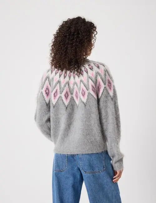 HUSH Brushed Fair Isle Mohair Blend Sweater