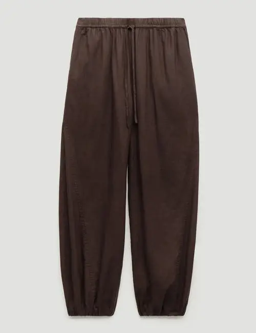 HUSH Tove Linen Balloon Beach Pants - Dark Brown