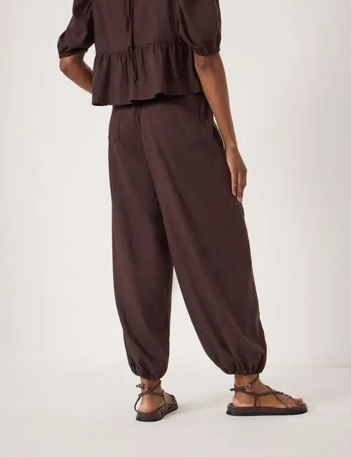 HUSH Tove Linen Balloon Beach Pants - Dark Brown