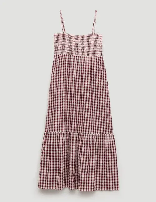 HUSH Leni Shirred Gingham Beach Dress