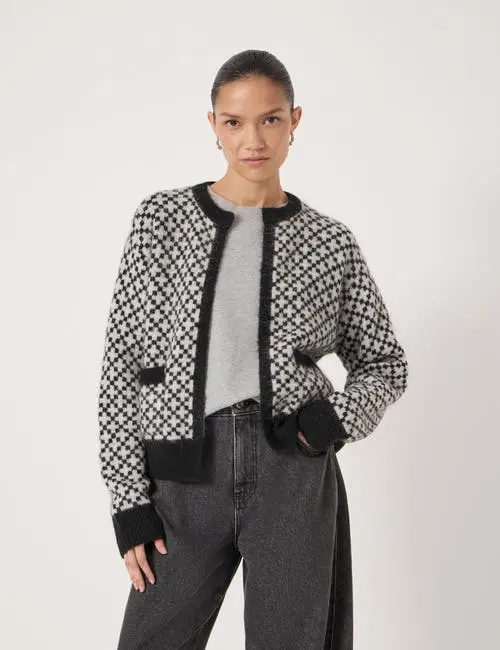 HUSH Jacquard Wool Edge-to-edge Cardigan