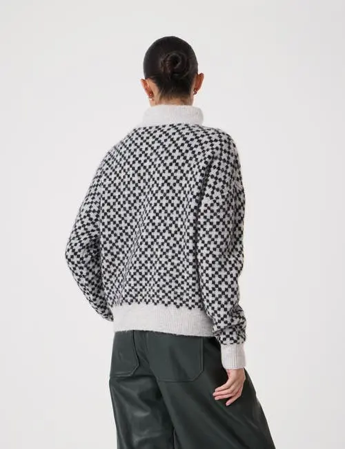 HUSH Juno Quarter Zip Mono Jacquard Jumper
