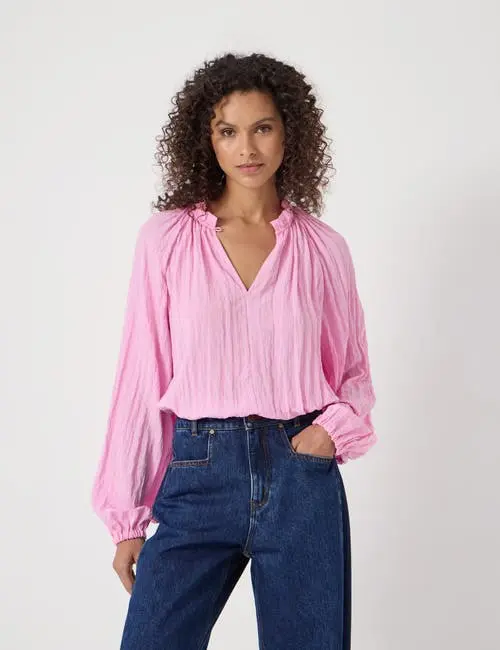 HUSH Ruffled Long Sleeve Blouse