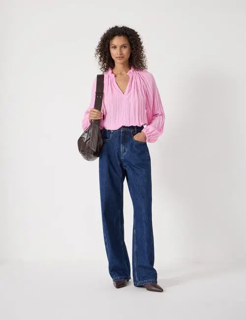 HUSH Ruffled Long Sleeve Blouse